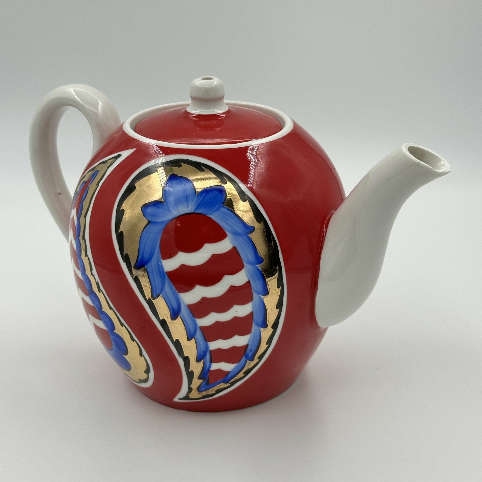 Чайник доливной с восточным орнаментом, фарфор, деколь