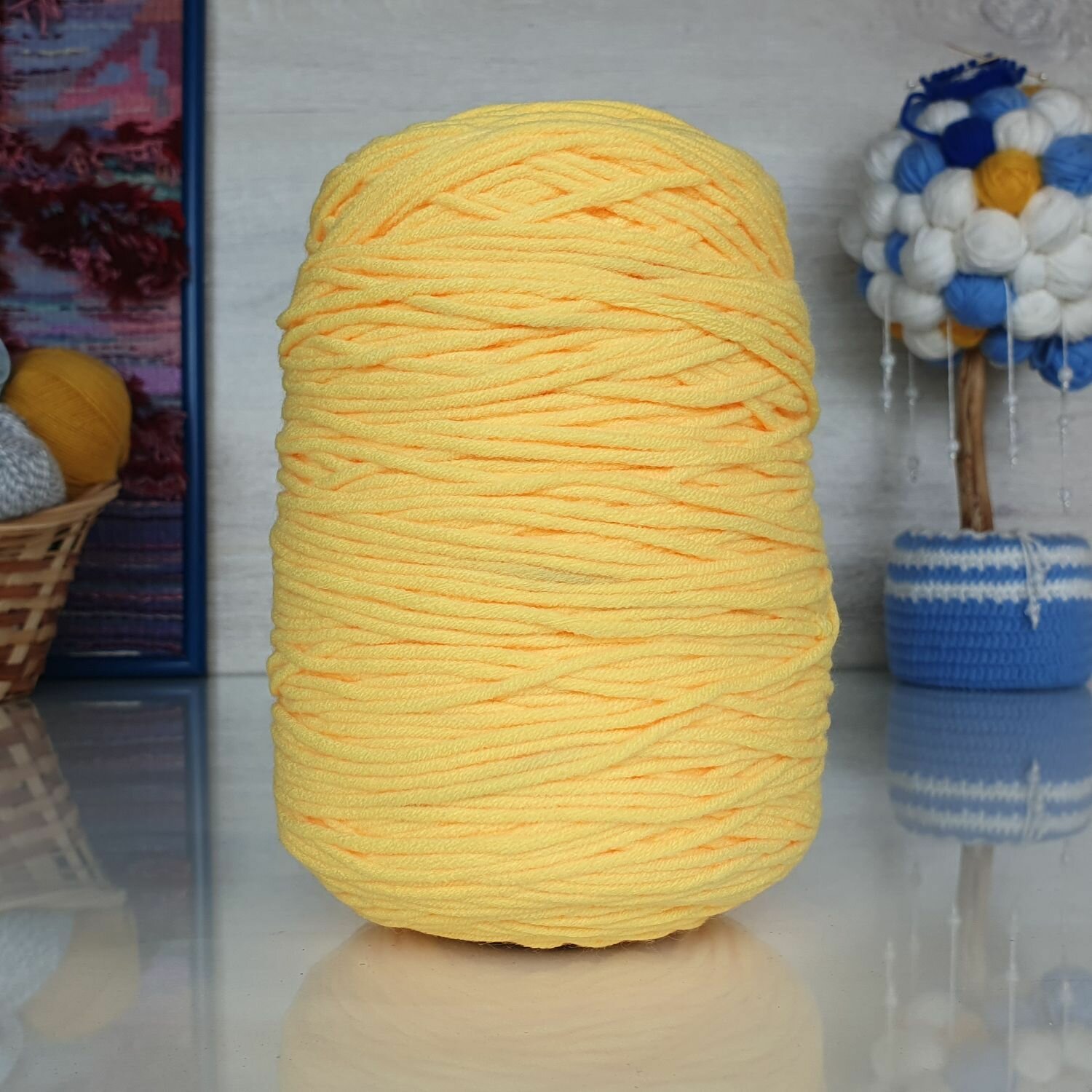 Пряжа MALIK HOBBY Соловей, тафтинг, желтый - 13, 100% акрил, 1 бобина, 400 г, 400 м.