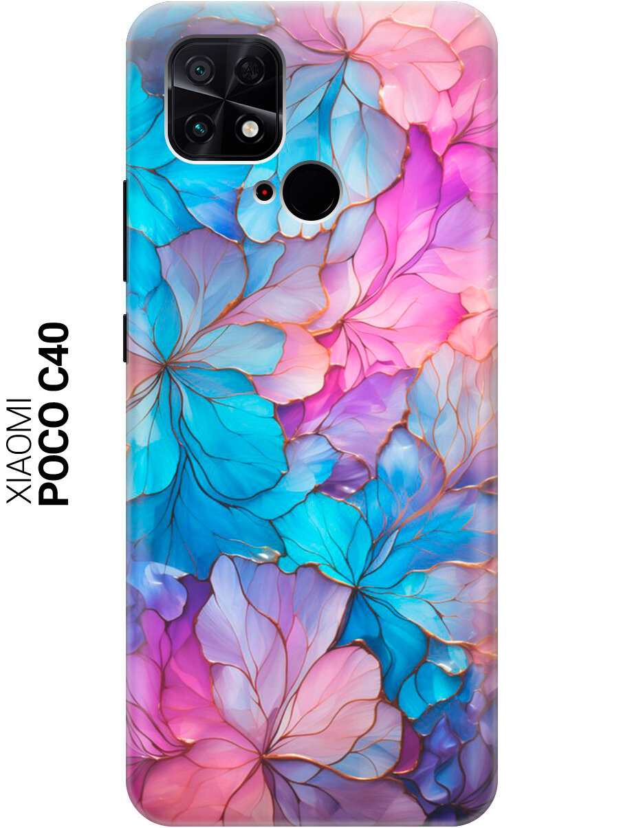 Силиконовый чехол на Xiaomi Poco C40 / Сяоми Поко С40 с рисунком "Цветочный витраж"