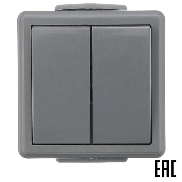 Выключатель Пралеска Аква А5 10-2132 (03) 2кл. влагозащищенный IP55 о/п серый Светоприбор (6 шт. в наборе)