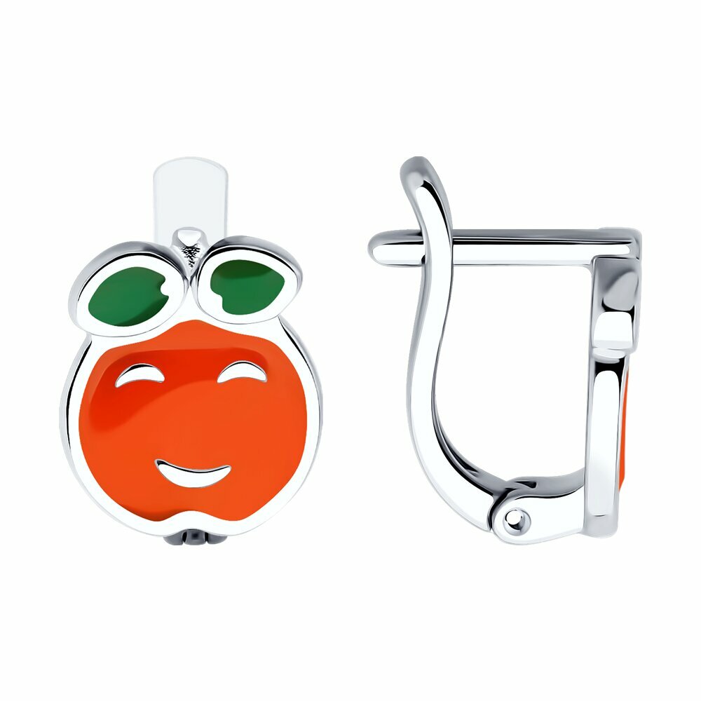 Серьги, серебро, 925 проба, родирование, эмаль