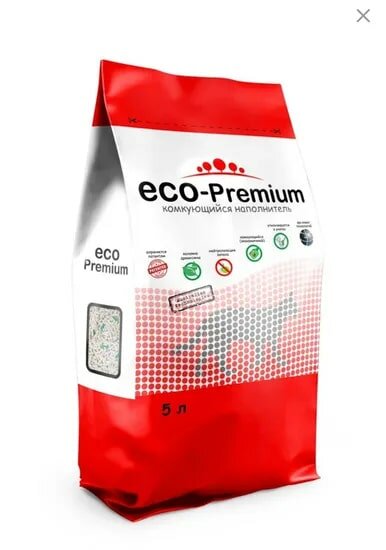 Наполнитель Eco-Premium древесный комкующийся с гранулами зеленого цвета, 5 л