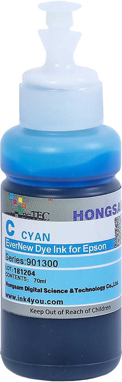 Чернила DCTec водорастворимые Epson L800 EverNew Cyan (голубой) 70 мл с дозатором