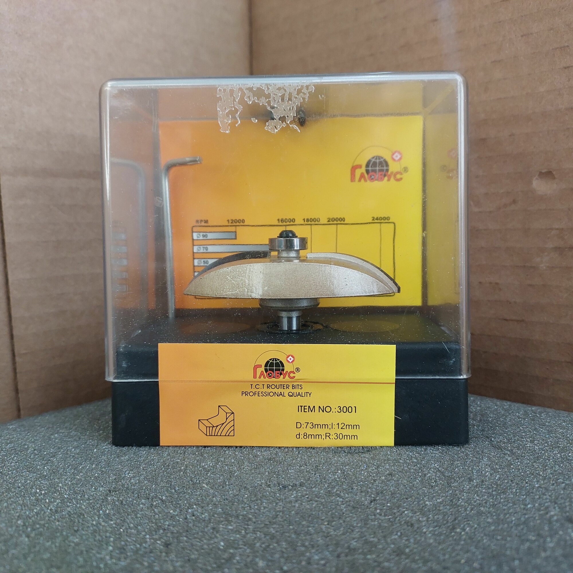 Фреза фигирейная для филенки Глобус 3001 D:73mm I:12mm d:8mm R:30mm фигирейная горизонтальная