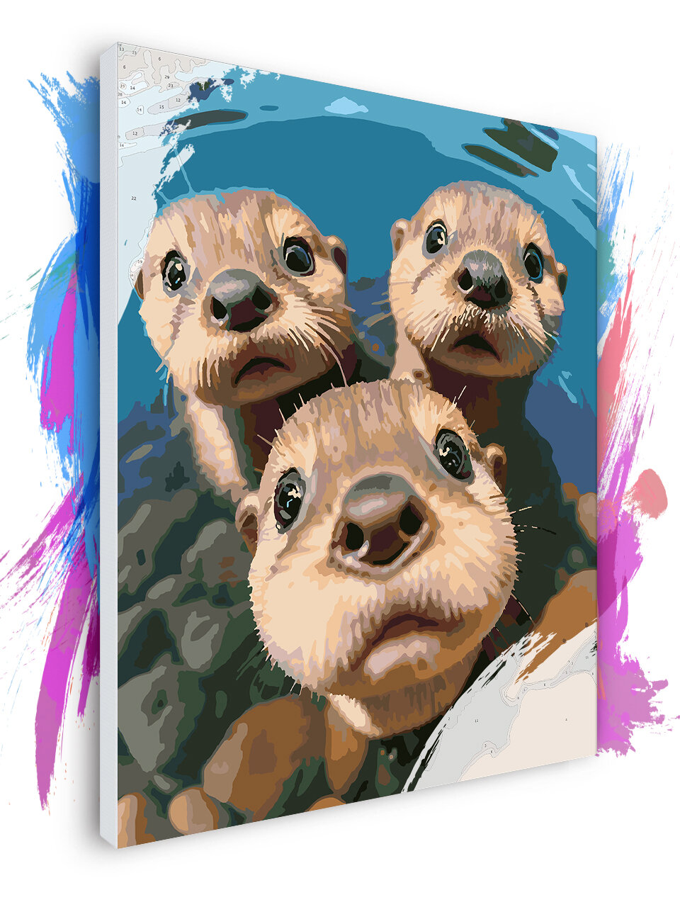 Картина по номерам на холсте Три выдры, 30 х 40 см