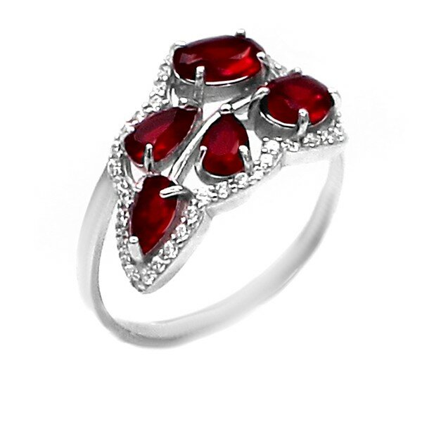 Кольцо тонкое, широкое JEWELIN, серебро, 925 проба, родирование, кристалл, фианит