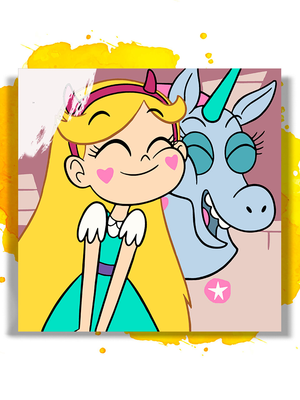 Картина по номерам на холсте Звёздная принцесса и силы зла - Звёздочка и Пониголовая, 40 х 40 см