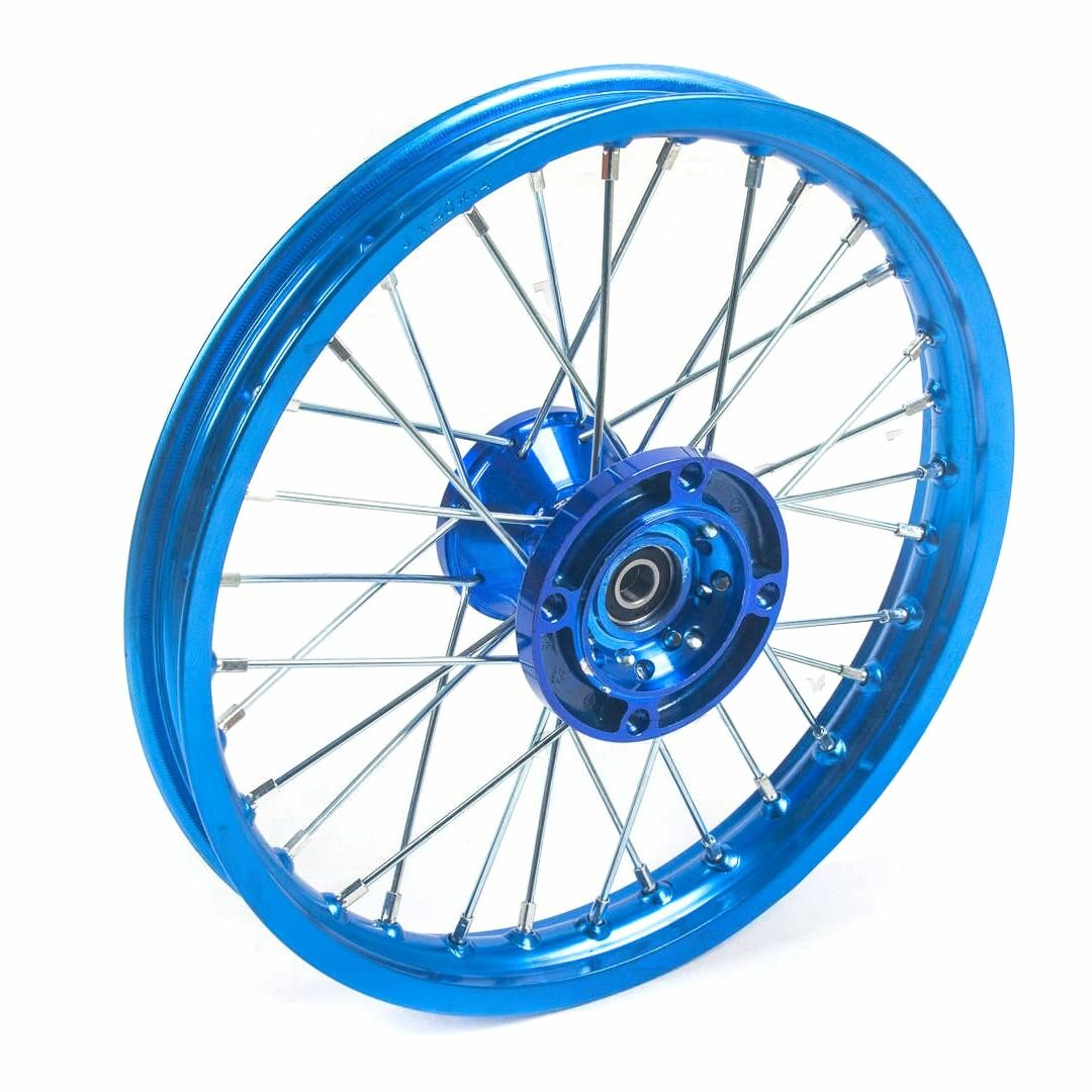 Обод передний 14" (1,40-R14 d15mm) CNC ступица, алюминий/синий X-TECH