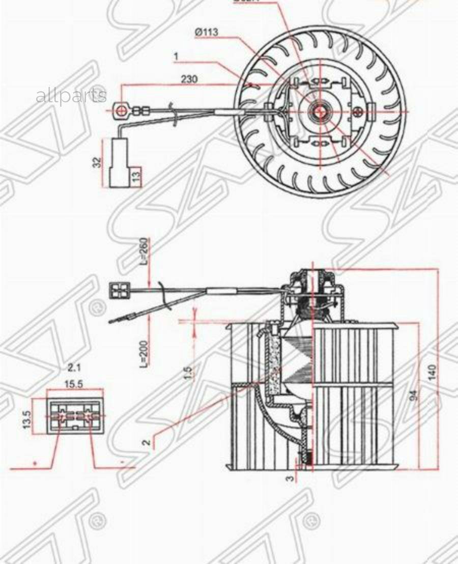 SAT ST-21088101080 Мотор отопителя салона (Левый руль) LADA 2108 84-04 / 2109 87-06