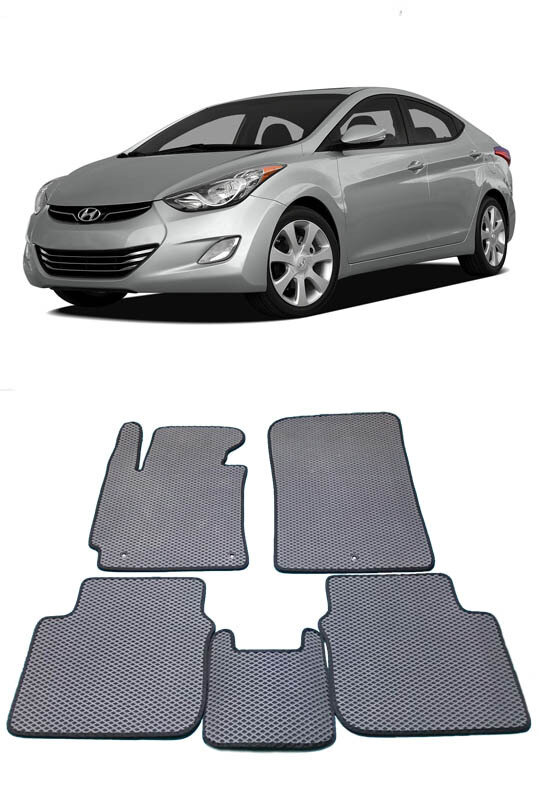 Ева коврики Hyundai Elantra V 2011 - 2016/ Ева ЭВА сота/ цвет Черный c черной окантовкой / EVA Smart / коврики в салон автомобиля Хёндай
