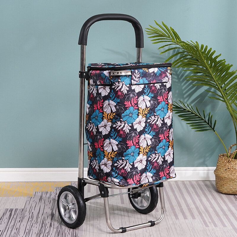 Большая тележка для продуктов, маленькая тележка для тяги, тележка с большой вместимостью, складная тележка для дома, портативная тележка для пожилых людей, прицепная тележка