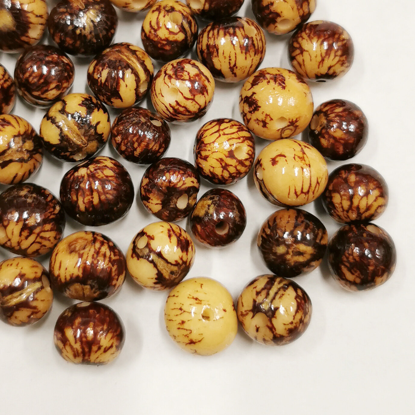 Бусина деревянная, 8-12мм, из ореха асаи, 5 шт.