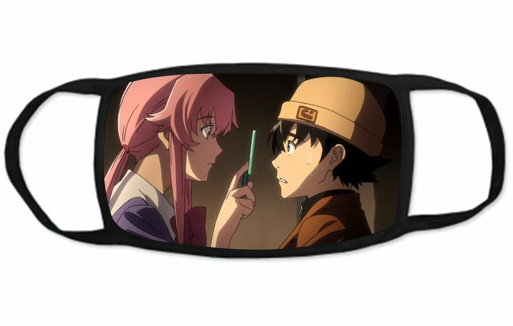 Маска защитная тканевая на лицо The Future Diary, Дневник будущего №8, Взрослая - 20 на 12,5 см