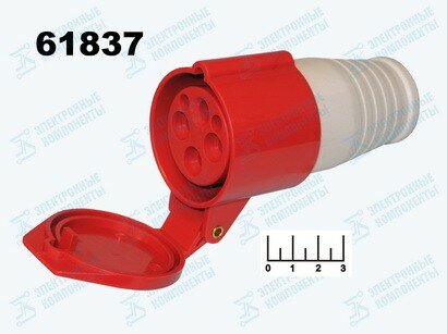 Разъем силовой гнездо 4pin 16A (214) на кабель с крышкой