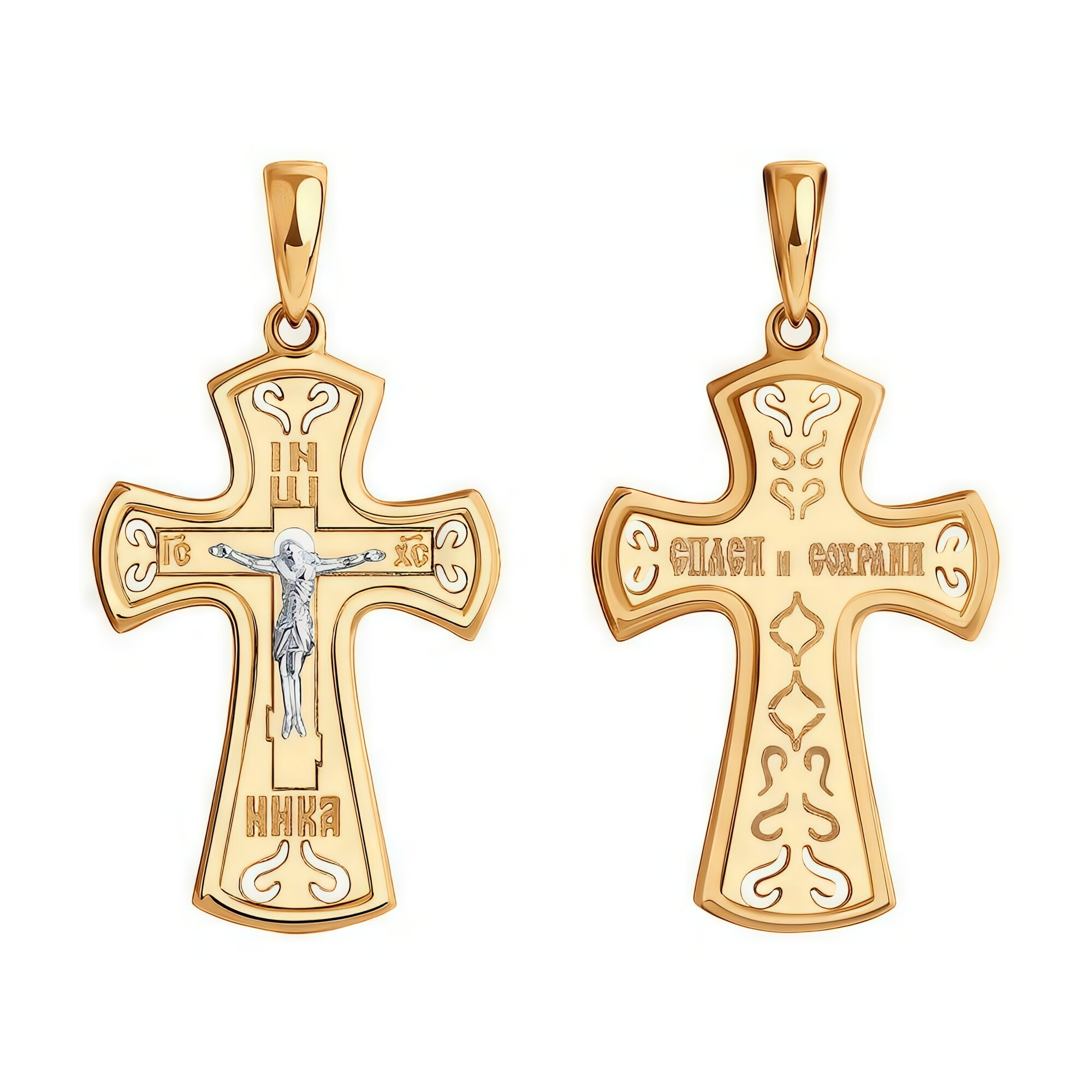 Крестик, красное золото, 585 проба