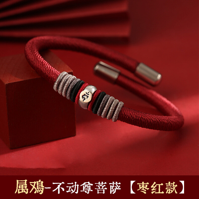 Браслет с узлом дракона, Запретный город, Новый год рождения, Будда, Год змеи, Зодиакальный браслет-хранитель, S925 стерлинговое серебро, ручной работы, плетеный браслет для мужчин