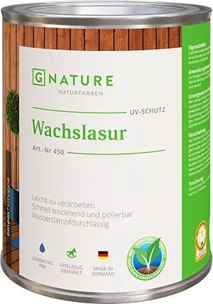 Воск-Лазурь Gnature 450 Wachslasur 0.75л 5026 Ярко-жёлтый для Деревянных Стен, Потолков, Интерьера / Джинатуре.
