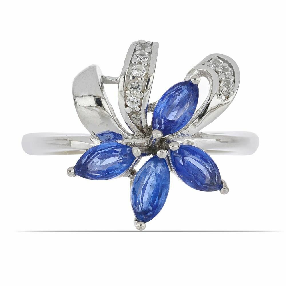 Кольцо, серебро, 925 проба, родирование, топаз, кианит