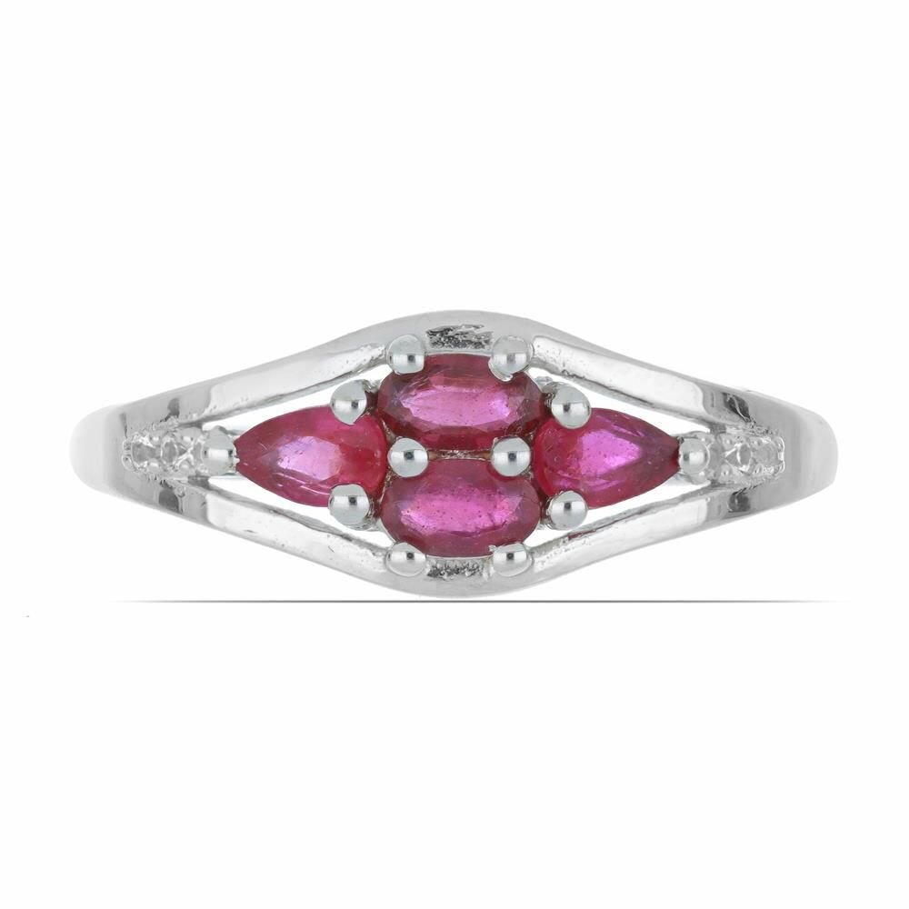 Кольцо, серебро, 925 проба, родирование, топаз, рубин