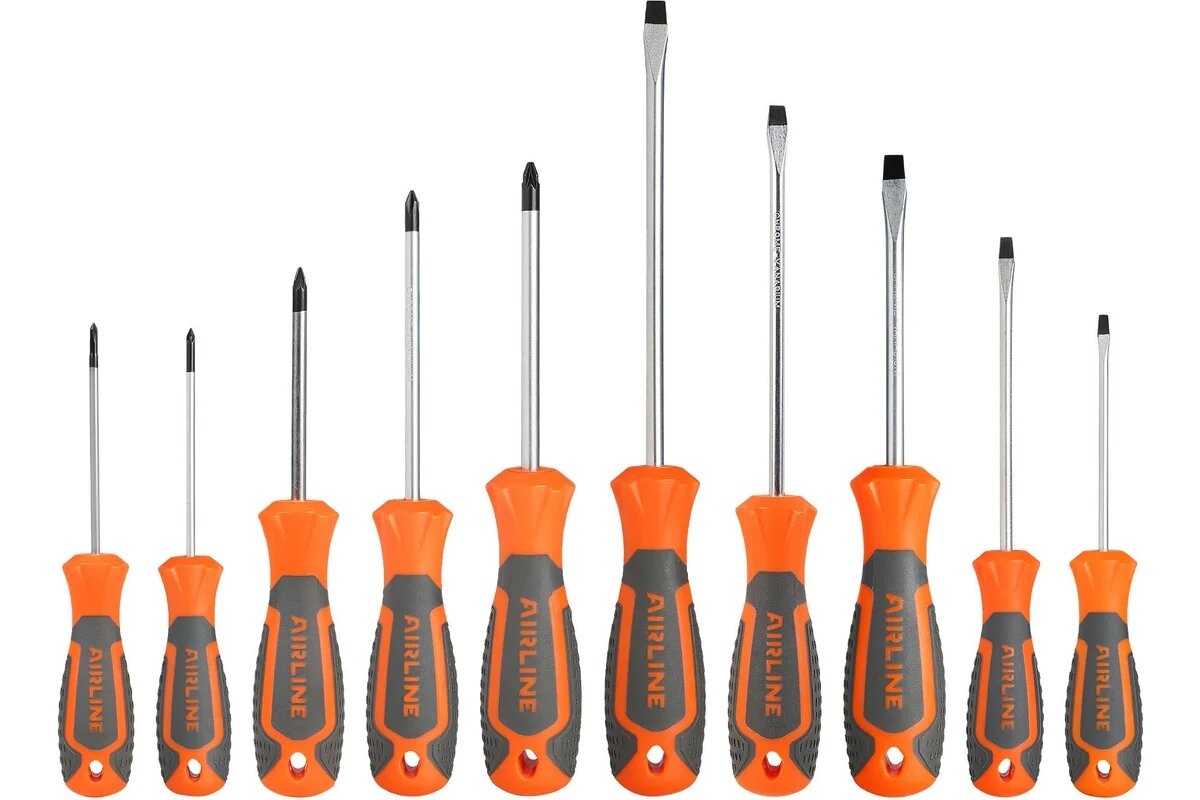 Airline ATAU039 набор отверток SL3-SL6, PH0-PH1, PZ0-PZ2 в блистере на 10 предметов