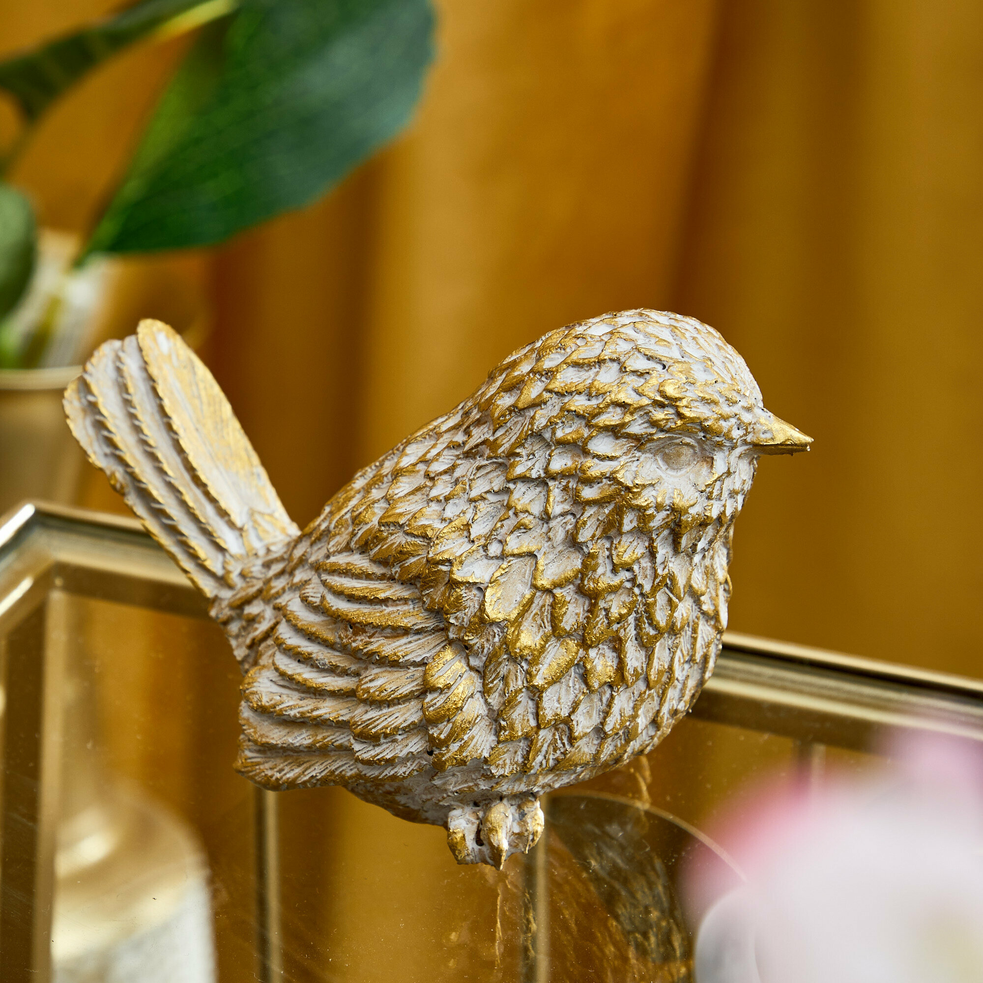 57-169 Фигурка Птичка 15х9х10см, Полисмолы, золотистый, Glasar