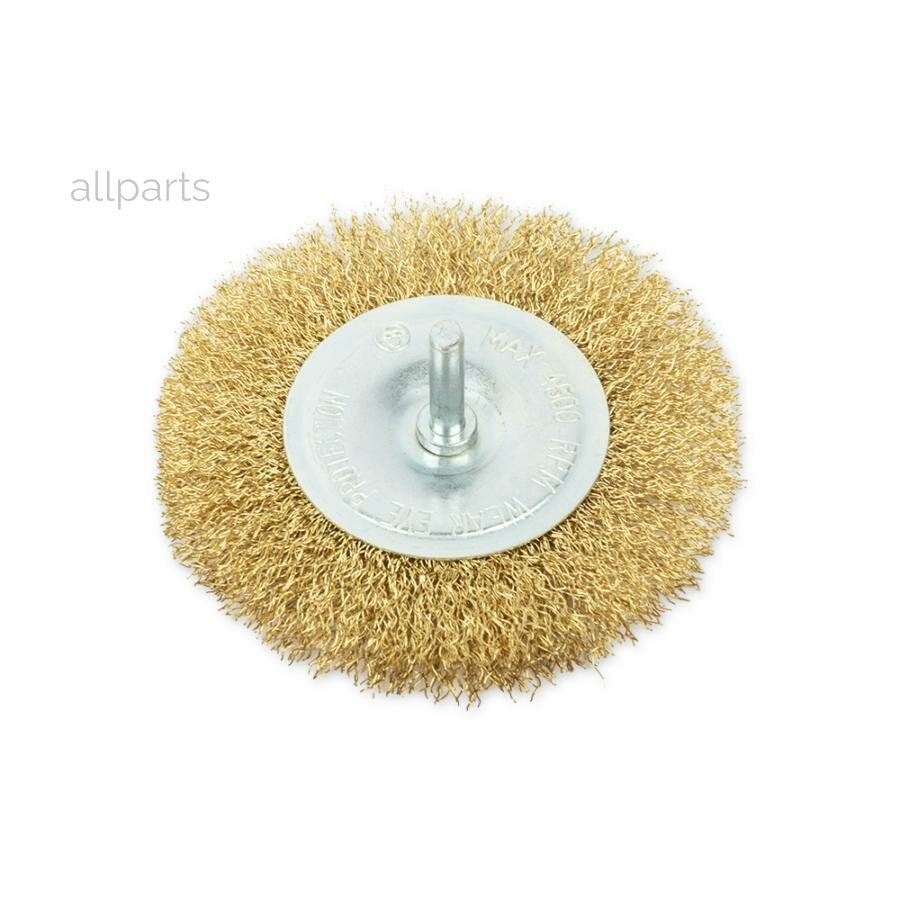 ARNEZI R8041100 Щетка для дрели плоская 100 мм, со шпилькой, латунированная проволока d=0.3мм, 4500 об/мин ARNEZI R8041100