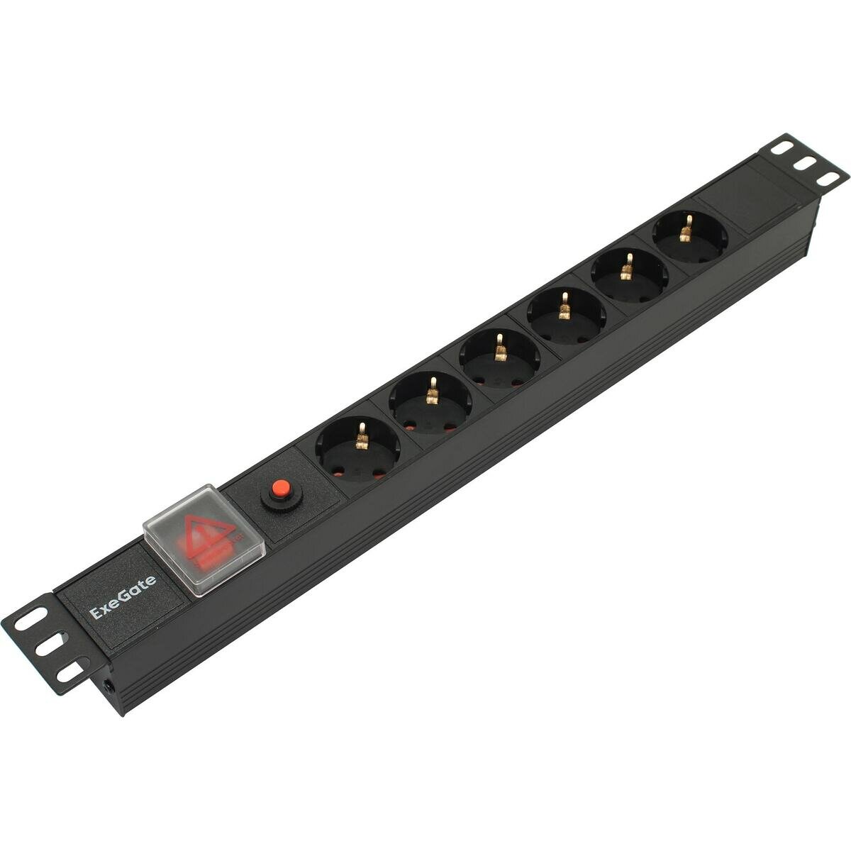 Exegate ServerPro PDU-19H605 Al-6S-C14-SW-O Блок силовых розеток 19", чёрный 1U, 6 евророзеток