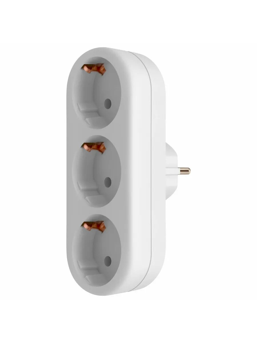 Сетевой тройник, 3 розетки, c заземлением