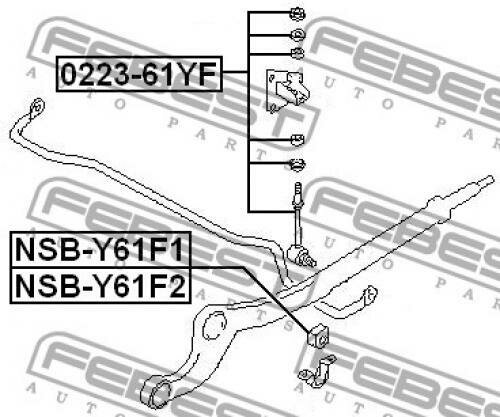 Тяга стабилизатора передняя (nissan patrol (gr) y61 2000- Febest 022361YF