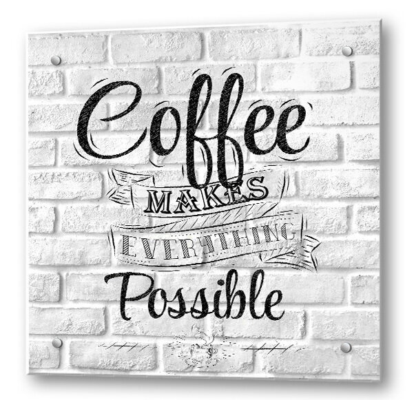 Кухонный экран из закаленного стекла "кофейное меню" - (600х600х4 мм)