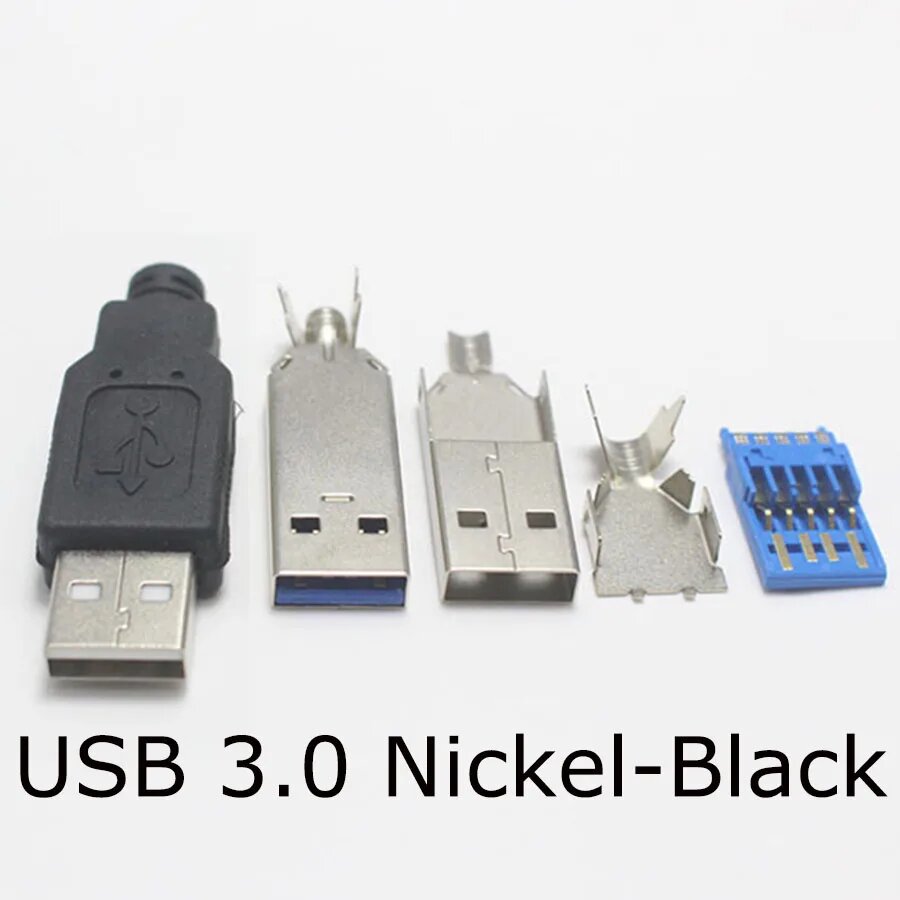 Набор из 1/2/5 шт. USB 2.0/3.0 Type A, 4-контактный штекер/гнездо USB, разъем для самостоятельной пайки, комплекты для зарядки USB, позолоченные/никелированные
