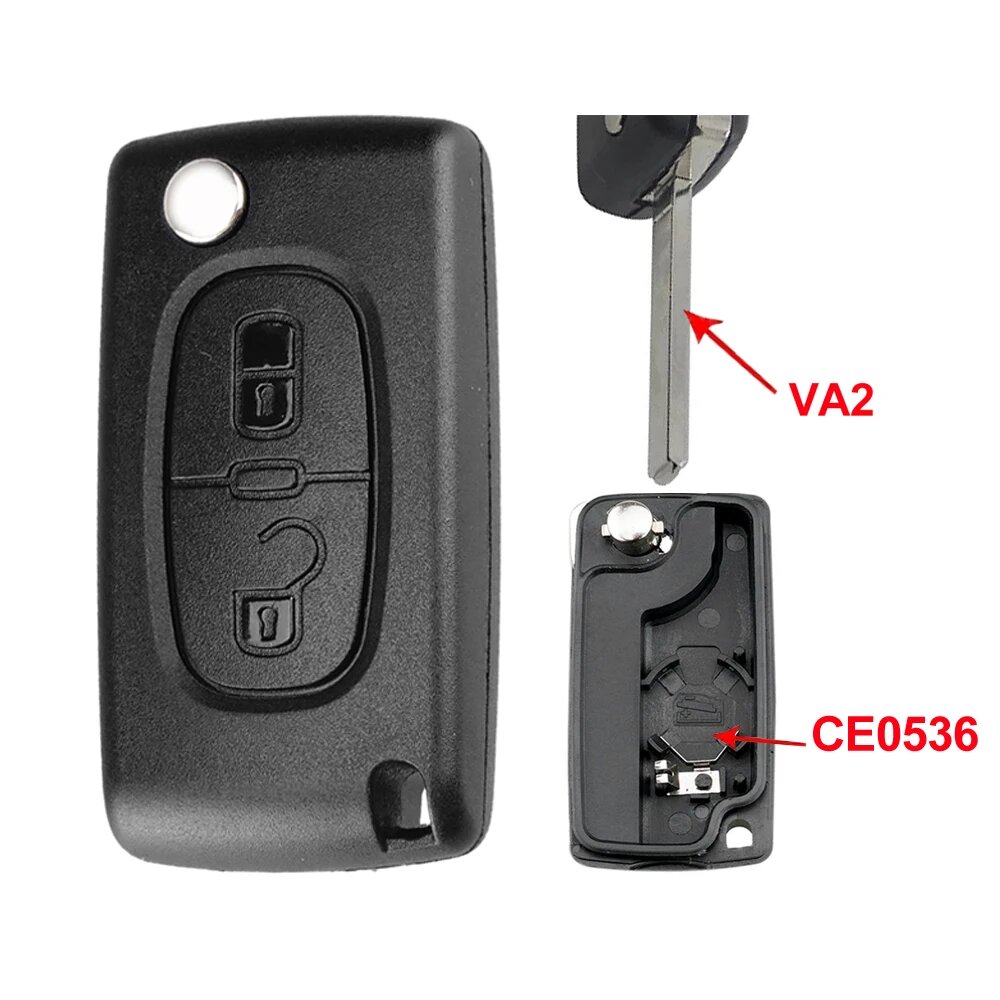 Флип-ключ для Citroen Peugeot VA2 CE0536, 2 кнопки, цвет 2