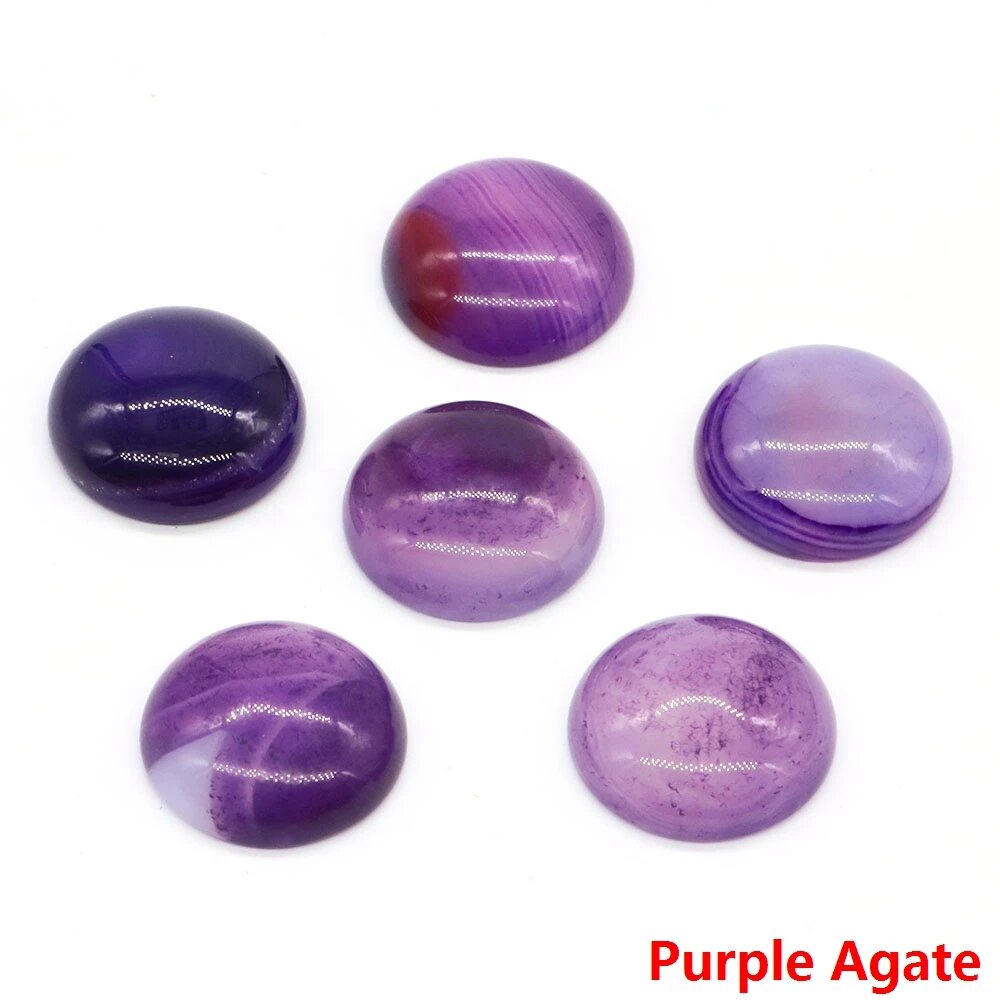 5 шт./лот, круглые кабошоны из камня, 6-25 мм, для ювелирных изделий Фиолетовый, 6mm, Purple Agate