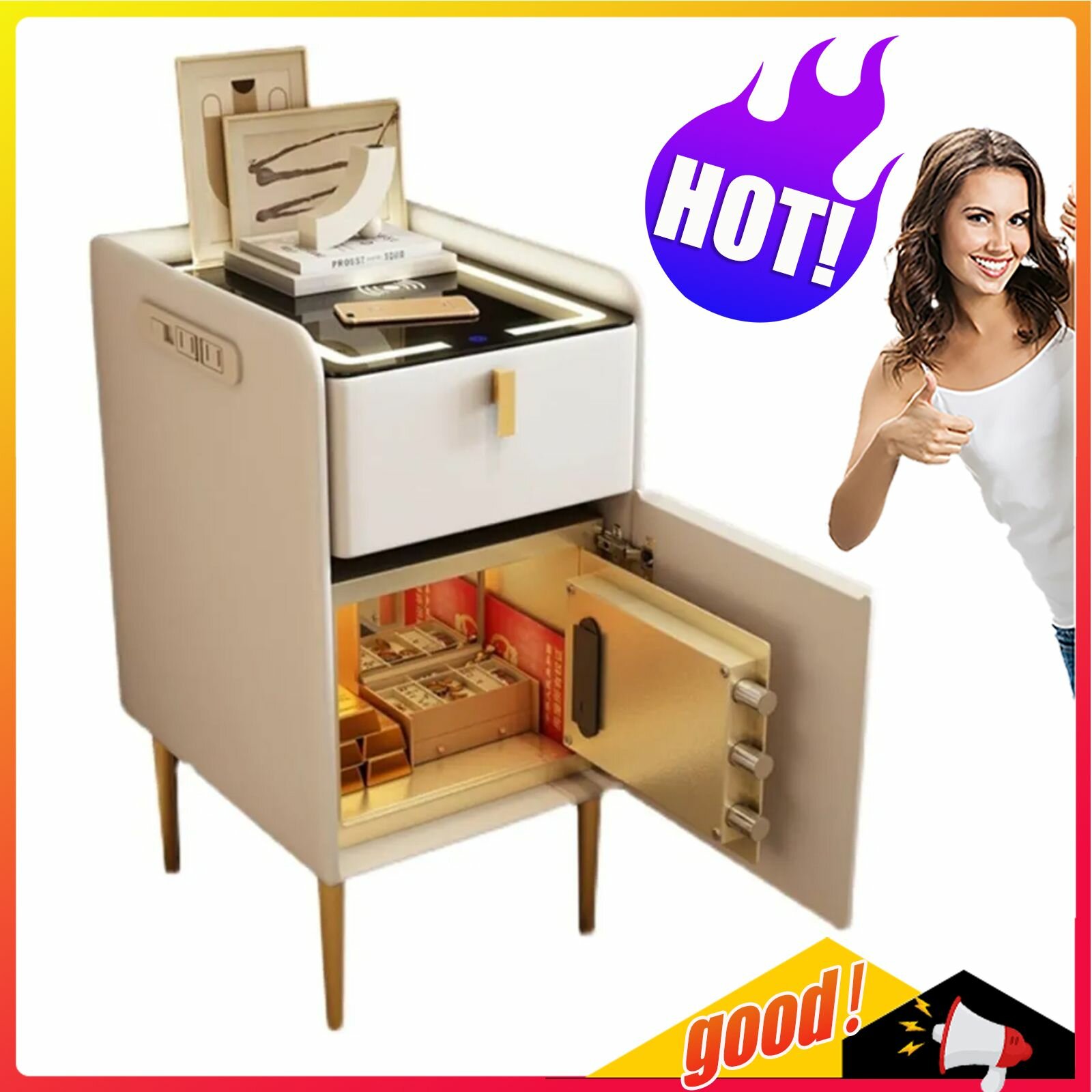 Прикроватная тумбочка с сейфом