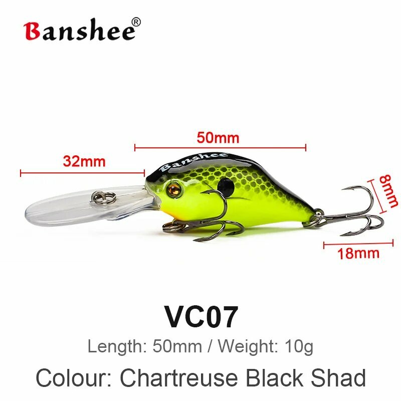Воблер Banshee VC07, 50 мм, 10 г, Chartreuse Black Shad, Color E