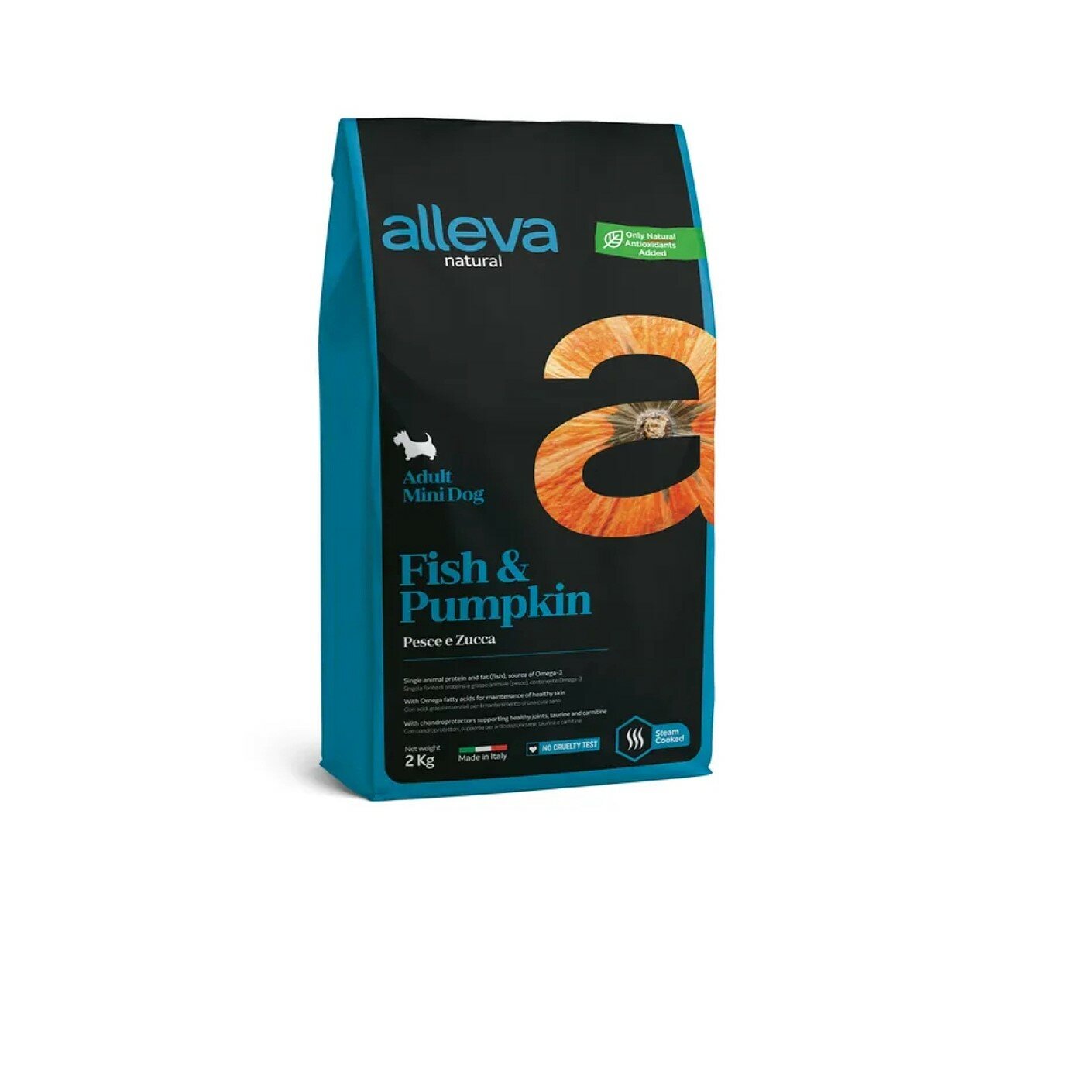 ALLEVA NATURAL Сухой корм для взрослых собак с рыбой и тыквой. Мини 2кг