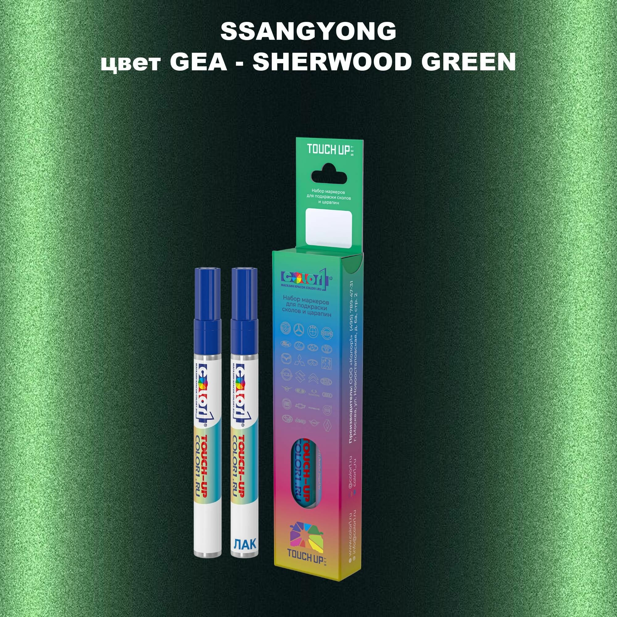Маркер с краской COLOR1 для SSANGYONG - SHERWOOD GREEN, цвет GEA