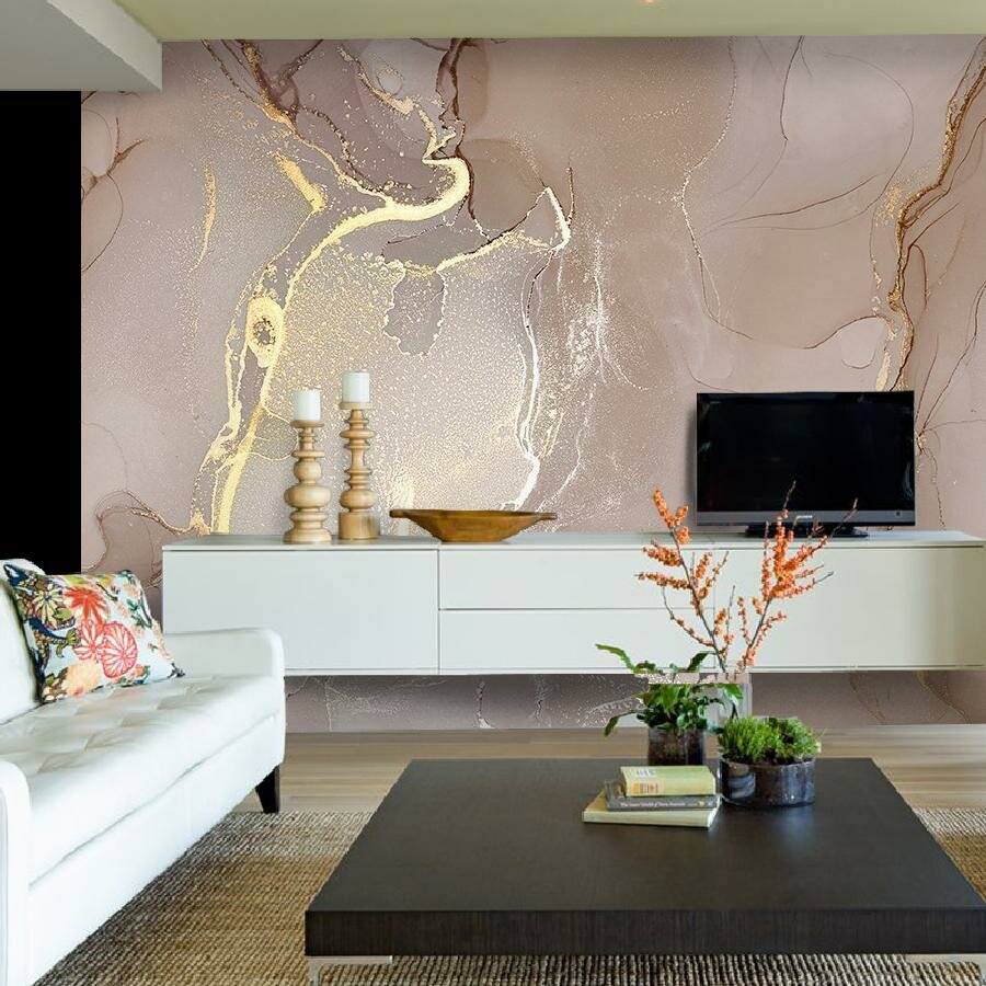 Фотообои Мрамор с золотом 9-1518-S-Холст 270 x 200 см (ВхШ) Бесшовные, флизелиновые, влагостойкие обои