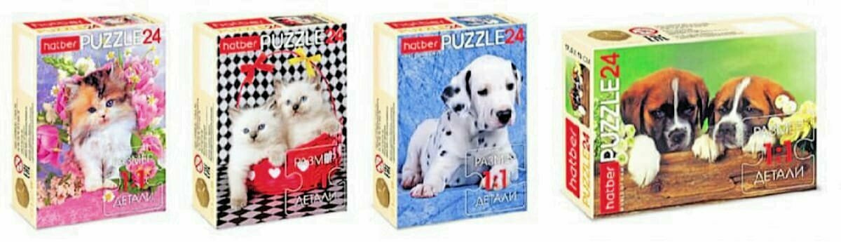 Пазл 24 эл. mini Hatber "Пушистые малыши", ассорти (24ПЗ5)