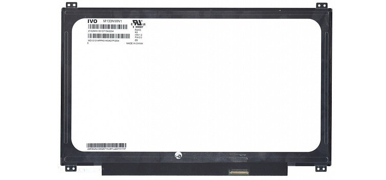 Матрица 13.3", 1366x768, LED, 30 pins EDP, SLIM, уши вверх/вниз, Матовая, разъем справа, P/N: M133NW