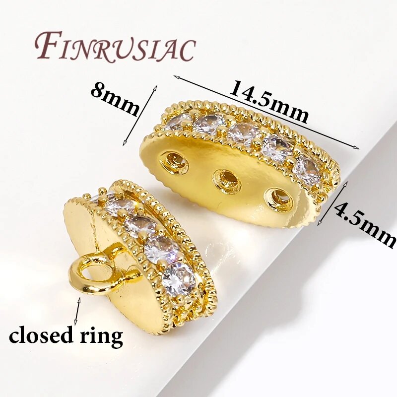 Коннекторы для браслетов FINRUSIAC, золотопокрытые, латунь, 6 штук 2 pieces, 18K Gold Plated