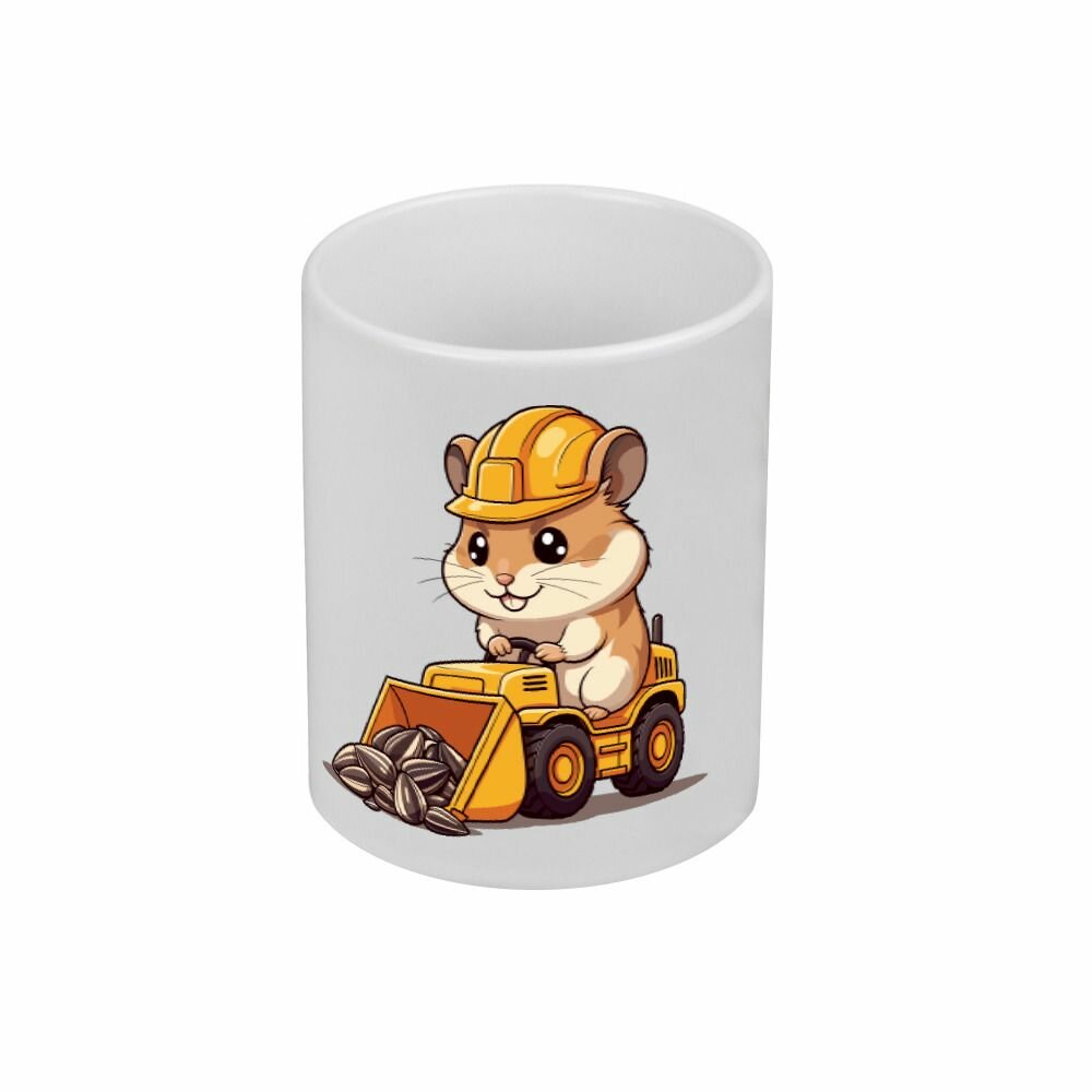 Кружка Хомяк на погрузчике собирает семочки