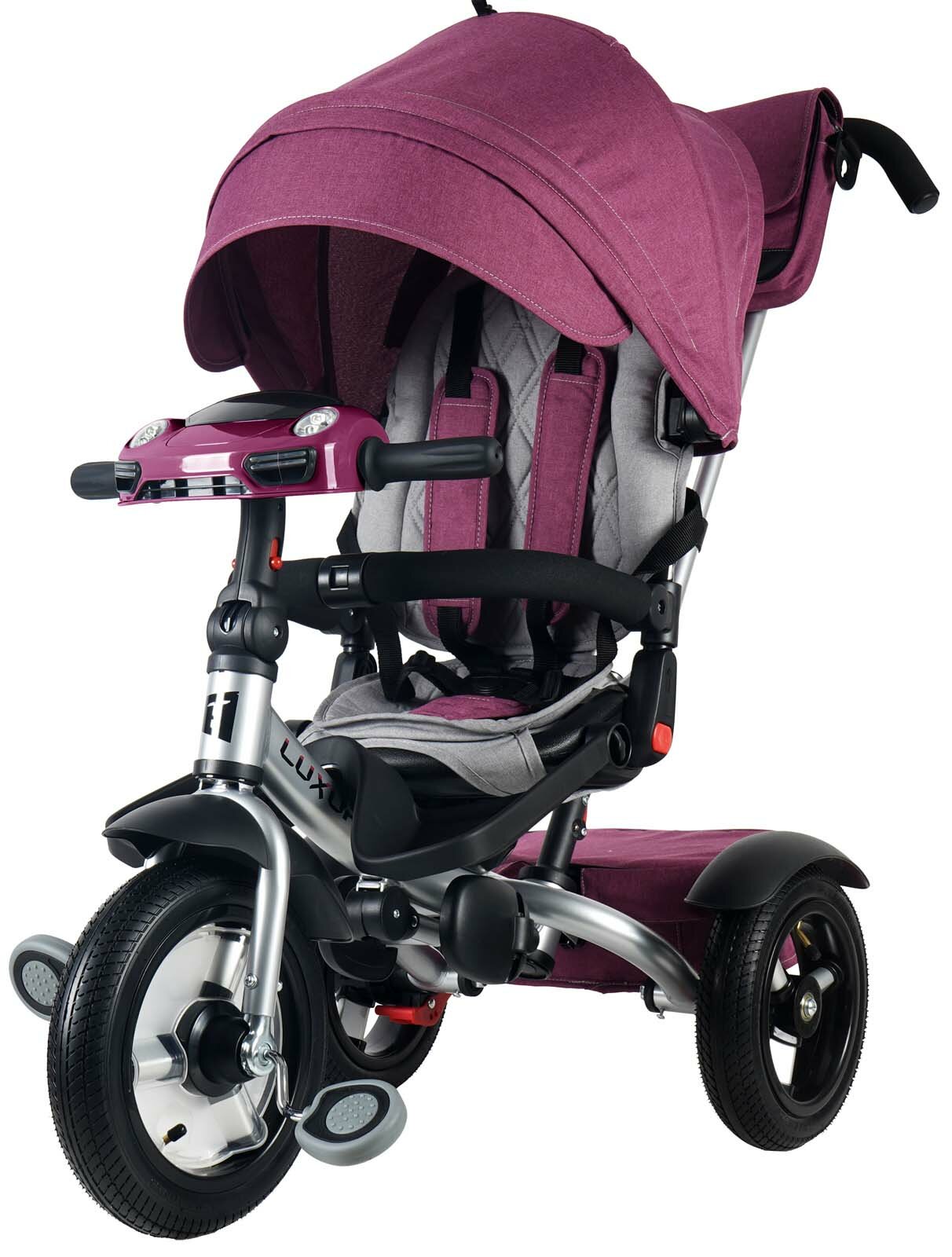 Детский трехколесный велосипед с ручкой Tech Team Luxury 2025 пурпур