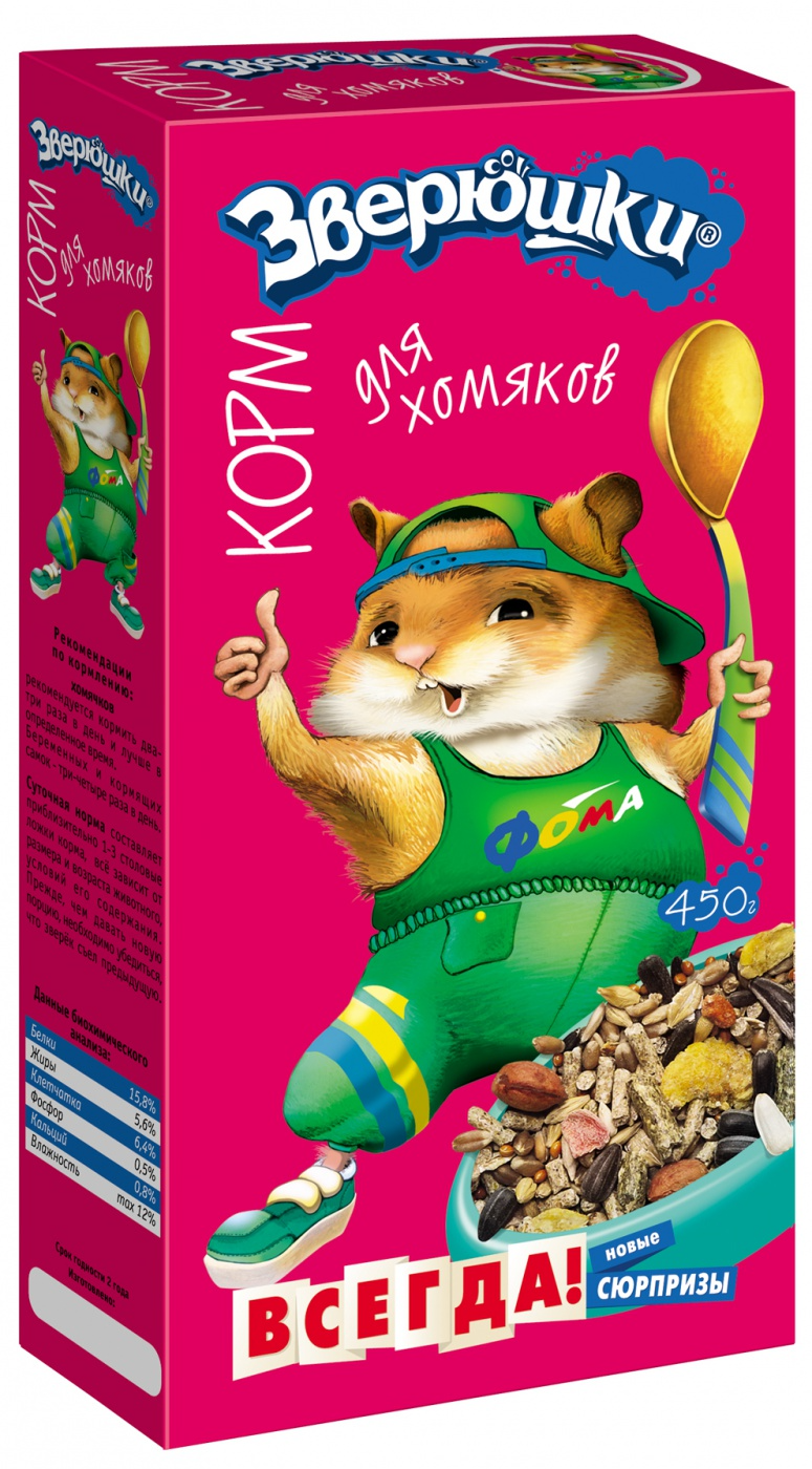 Корм Зоомир ЗВЕРЮШКИ на каждый день для всех видов хомячков ( 450 г)