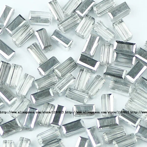 JHNBY кристаллы бусины 4*8 мм 50 шт. Серебряный, CF414 Half silver