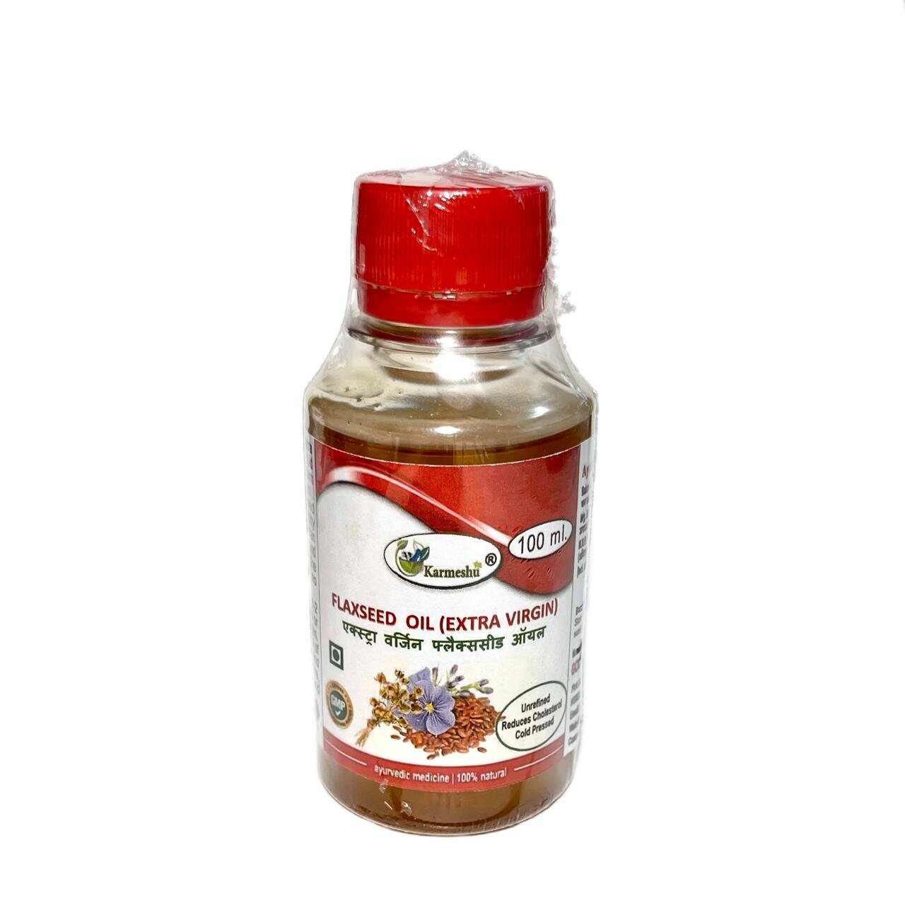 FLAXSEED OIL Extra Virgin, Karmeshu (льняное масло первого отжима, Кармешу), 100 мл.