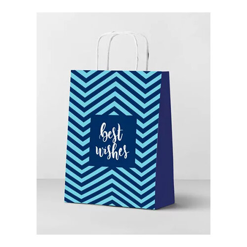 ILIKEGIFT Пакет подарочный 18 х 24 х 15 см синего цвета Best wishes blue БУ-023-SS32