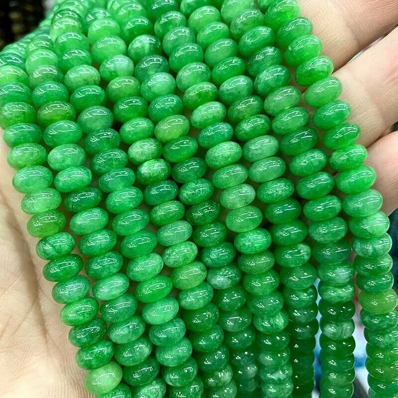 Бусины LUOMAN XIARI камешки халцедон, аквамарин, турмалин, Изумрудный, 5x8mm about 76pcs, Olive Jade