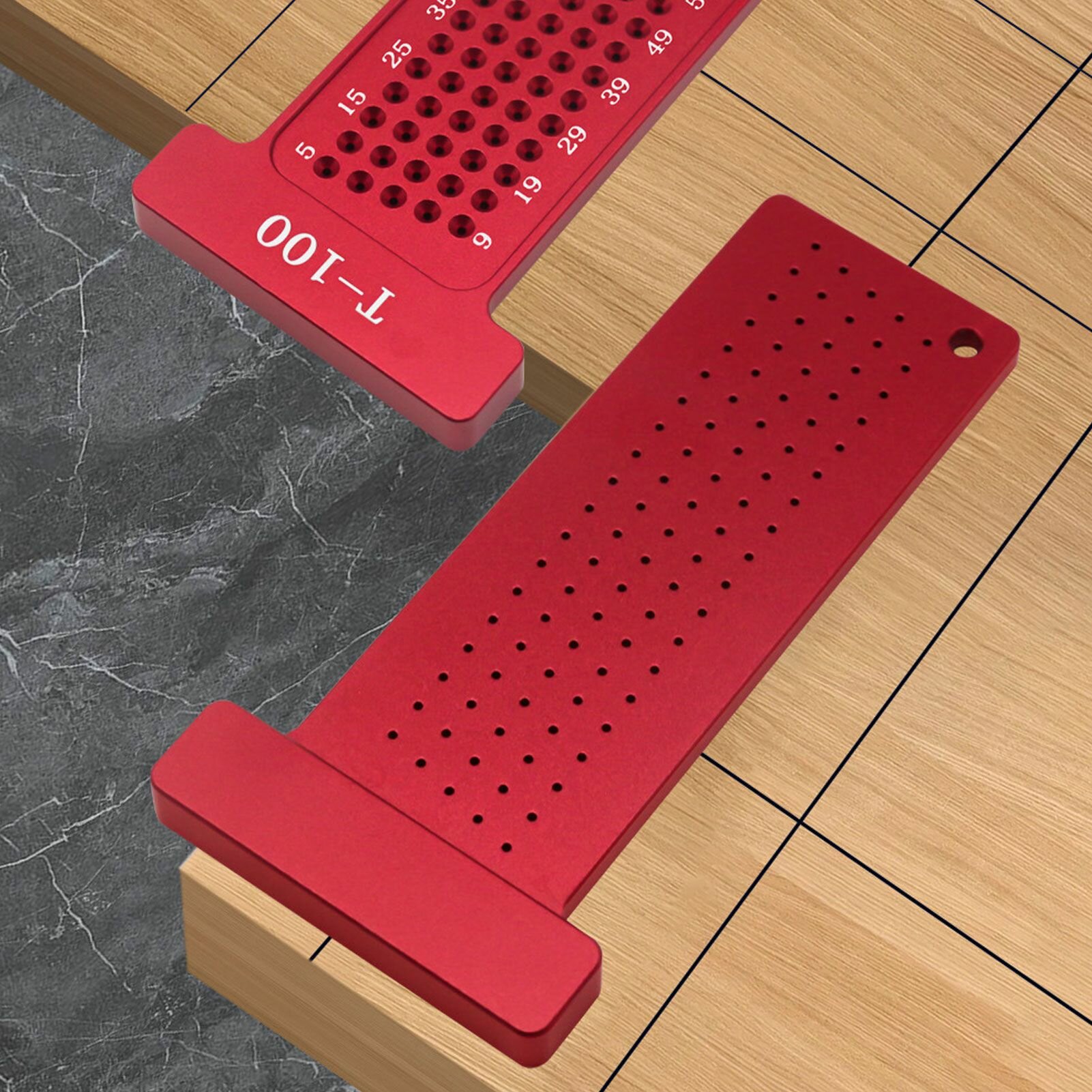 Линейка для позиционирования отверстий, алюминиевый сплав, 100 мм, метрическая шкала, T-линейка, квадратная деревообрабатывающая линейка