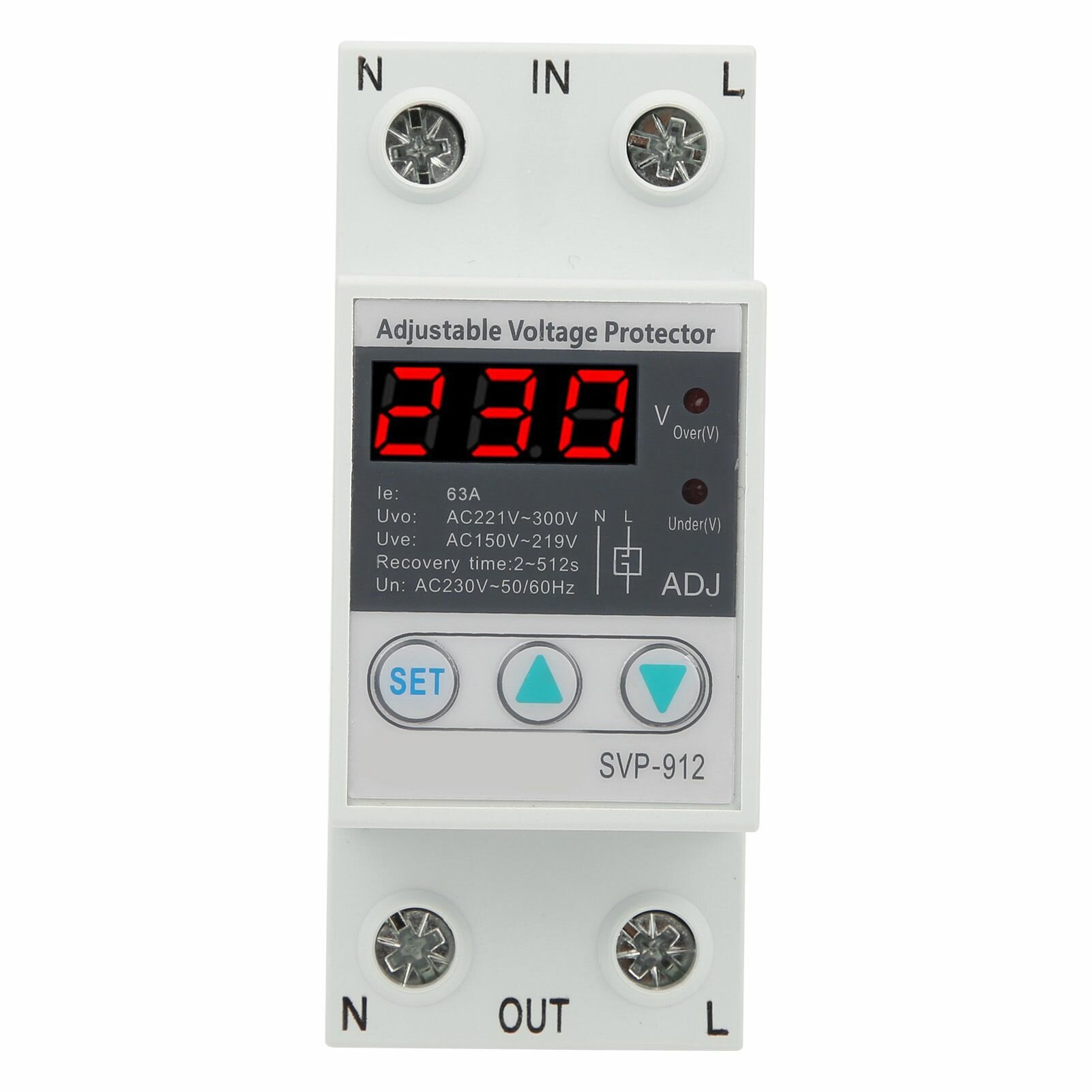 Реле контроля напряжения SVP-912 (230 В, 63 А, самовозврат)